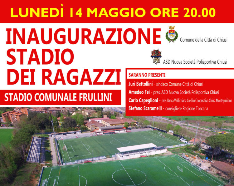 Chiusi: il 14 maggio si inaugura lo Stadio dei Ragazzi
